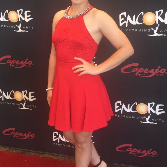 Dresses | Funky Statement Piece Red Mini Dress | Poshmark